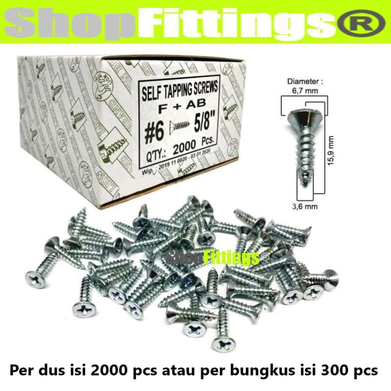 Jual Moon Lion Self Tapping Screw Flat Head Sekrup Skrup F + AB Kepala ...