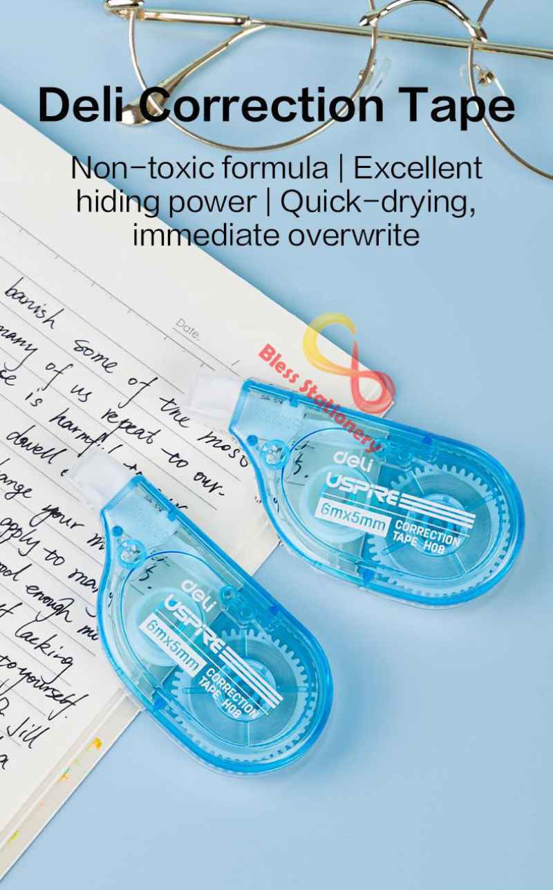 Jual Tipex kertas 6 meter Deli Correction tape tipx roll tip-ex kering ...