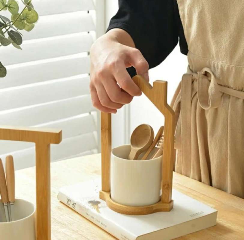Promo Rak Sendok Garpu Keramik Kayu Bentuk Rumah Unik Japanese Utensil ...