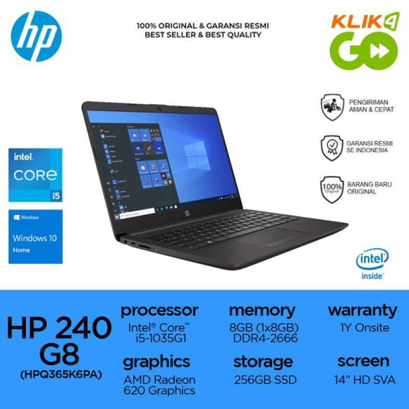 Jual Hp Nb 240 G8 - I5 1035g1 - Ram 8gb - 256gb Ssd - Vga R620 2gb - 14 ...