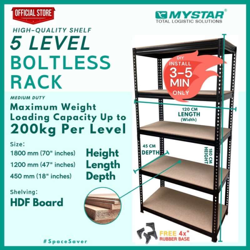 Promo MYSTAR Boltless Rack HDF 45x120x180cm 5 susun | Rak Besi ...