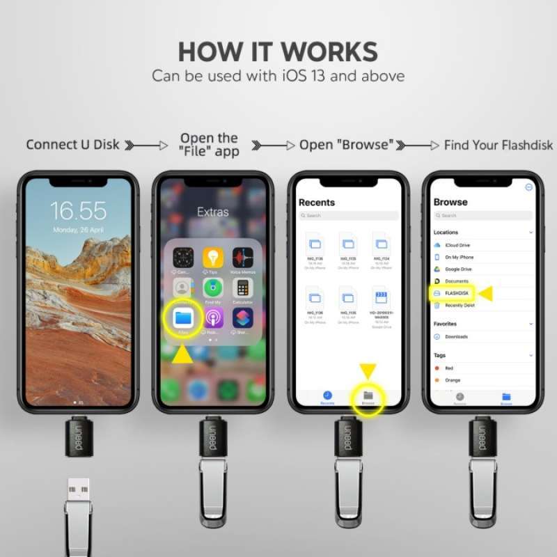 Jual Uneed Lightning Otg Usb Adapter Converter iPhone iPad Plug & Play Di Seller Denant Store ...