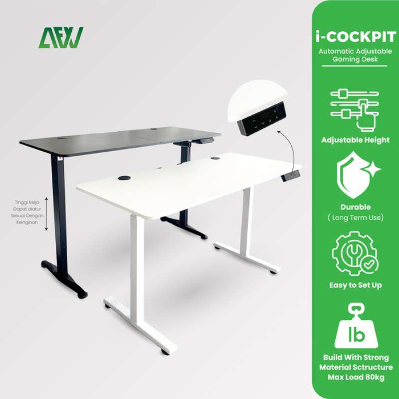 Promo iCockpit Meja Gaming Elektrik Otomatis Adjustable Table EL04 ...