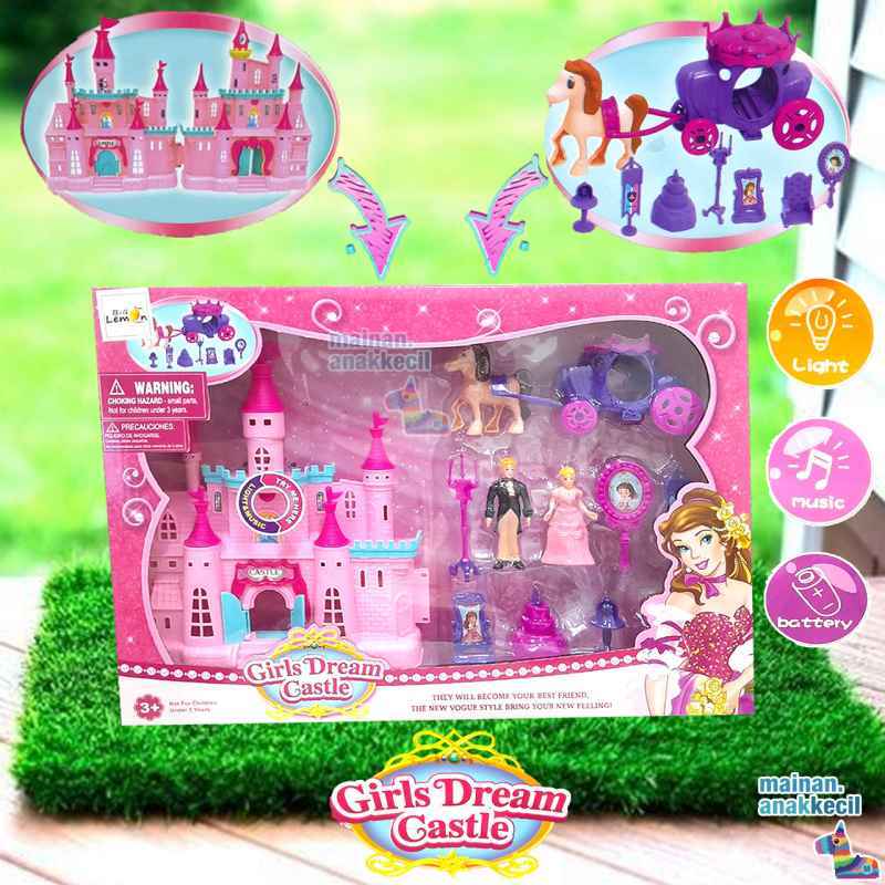 Jual Mainan Anak Istana Girls Dream Castle Aksesoris Boneka Princess light and music di Seller ...
