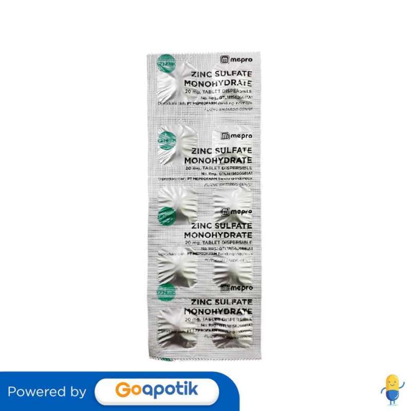 Jual ZINC SULFATE MONOHYDRATE MEPRO 20 MG STRIP 10 TABLET di Seller ...