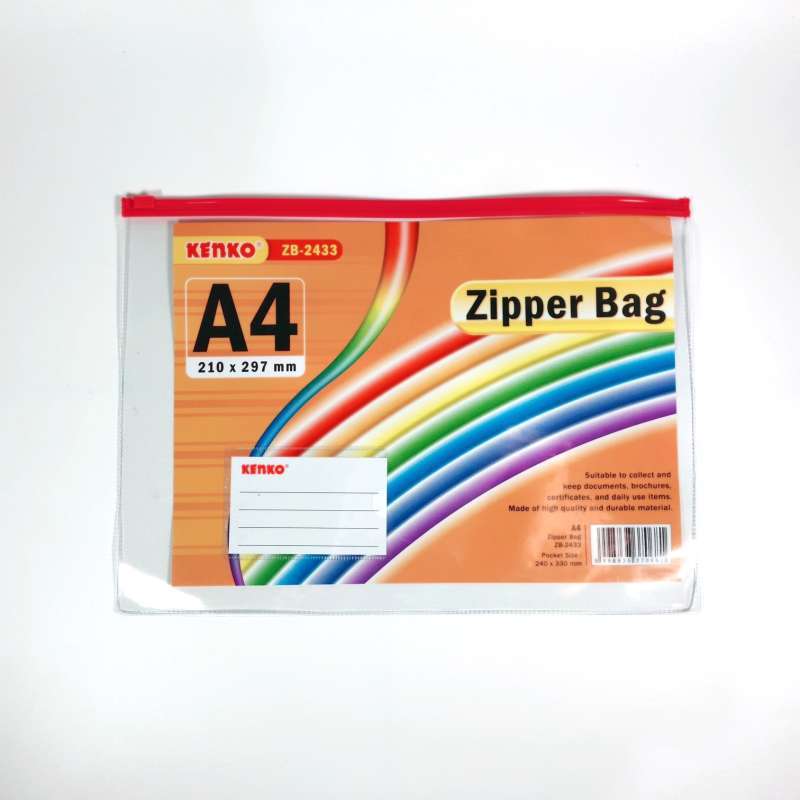 Jual Zipper Bag Kenko ZB-2433, Tas dokumen plastik, map zipper A4 ...