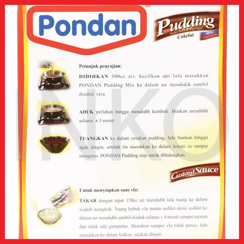 Jual Pondan Pudding Bubuk Siap Pakai Rasa Cokelat Dengan Saus Vla 200gr ...