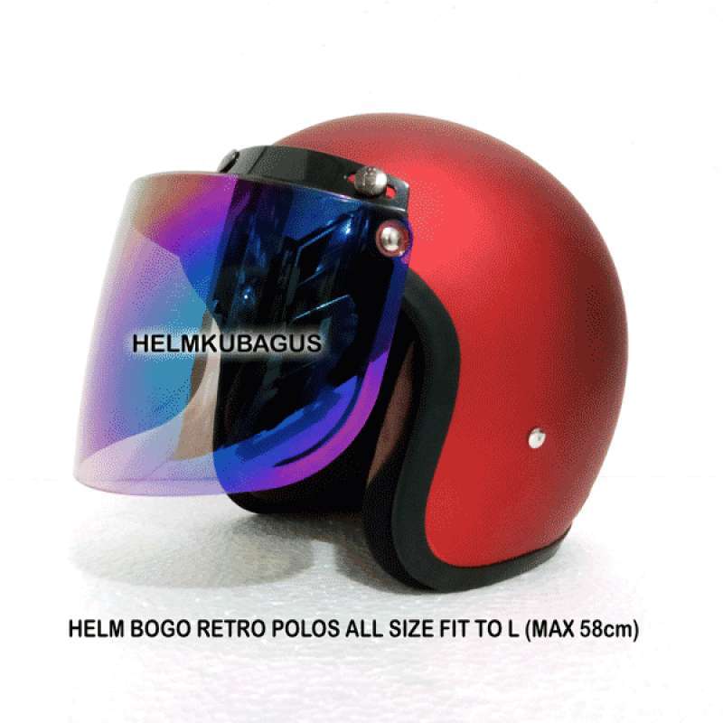 Jual Helm Dewasa SNI model Helm Bogo Polos Kaca Flat Silver - Grey L di ...