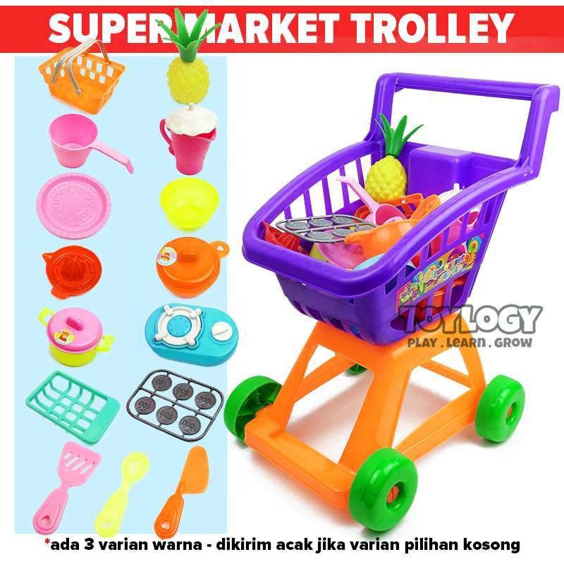Jual Toylogy Mainan Anak Trolley Supermarket Shopping Cart Troly Troli ...
