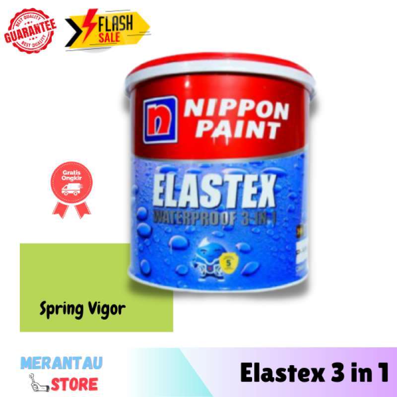 Jual Cat Nippon Elastex Waterproof 3 In 1 Pelapis Anti Bocor Warna Hijau Bolu Pandan 1 Kg Cat