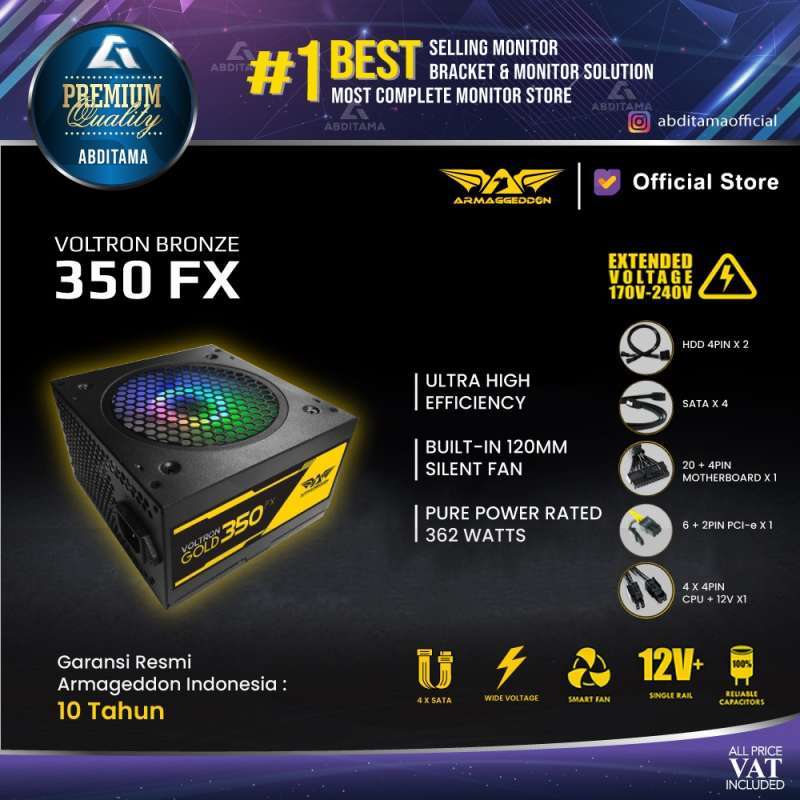 Jual Power Supply PSU Armaggeddon Voltron Bronze 350FX 350w Multicolor ...