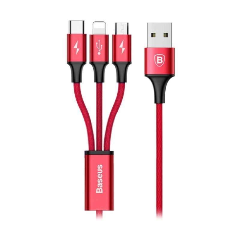 Jual Baseus 3 in 1 Micro Type C Lightning Red Cable 120Cm Terbaru di ...