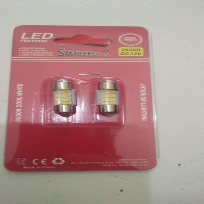 Jual Bohlam Lampu Kabin Plafon LED Mobil T8 28mm 12V 6000K Stanlee Star ...
