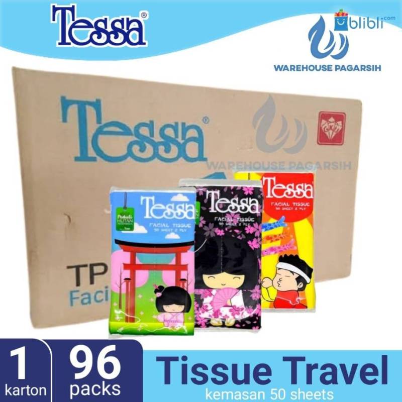 Promo Tessa TP-19 Facial Tissue Travel Pack 50 Sheets/ 2 Ply [96 pcs ...