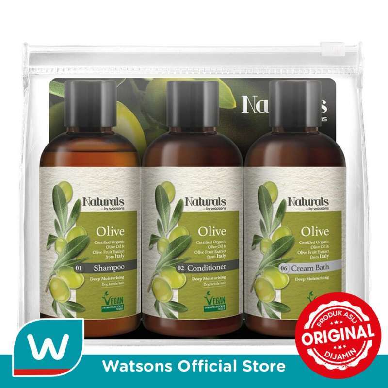 Promo WATSONS Natural By Watsons Olive Travel Set 100ml X 3 (Shower Gel ...