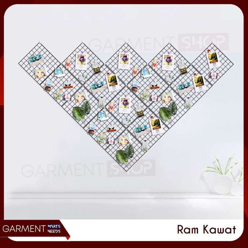 Jual Hiasan Dinding Kamar Wire Grid Mesh Wall Rak Gantung Dinding Besi ...