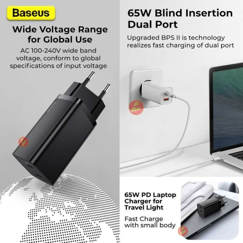 Promo BASEUS Adaptor Adapter Gan2Lite Quick Fast Charger USB Dual Type ...