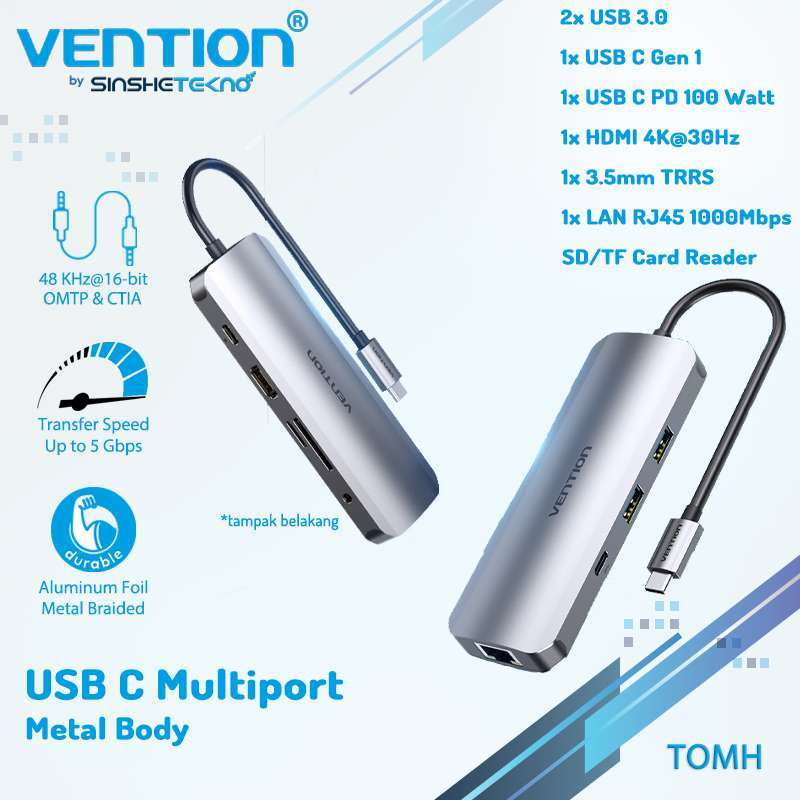 Promo Vention Usb Type C Hub Multiport Usb 3 0 Hdmi Lan Pd Diskon 18