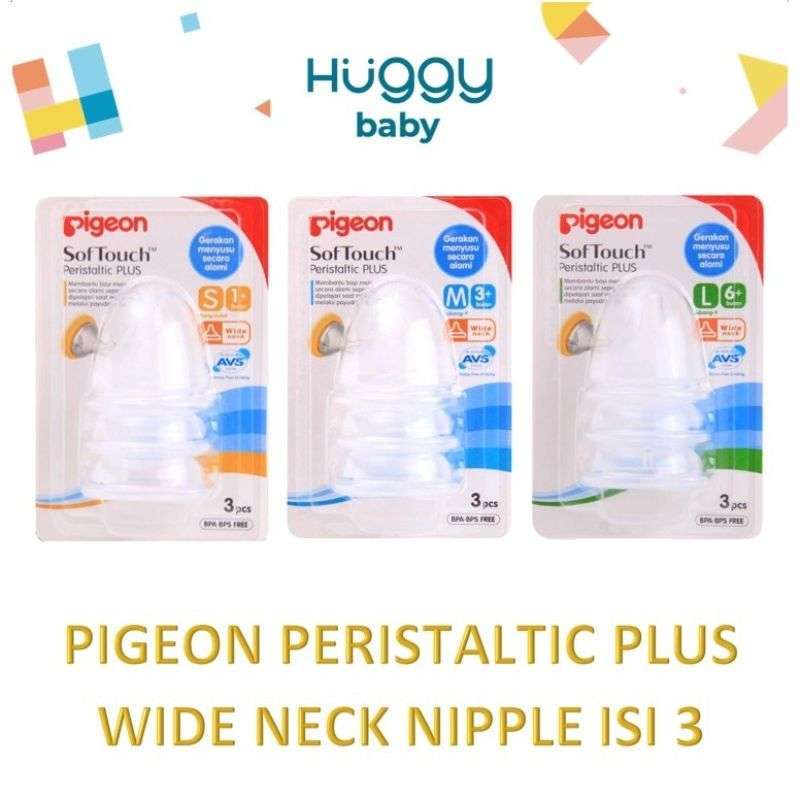 Jual Pigeon Softouch Peristaltic Plus Nipple Wide Neck Dot Blister Isi 3 Pcs Di Seller Huggy ...