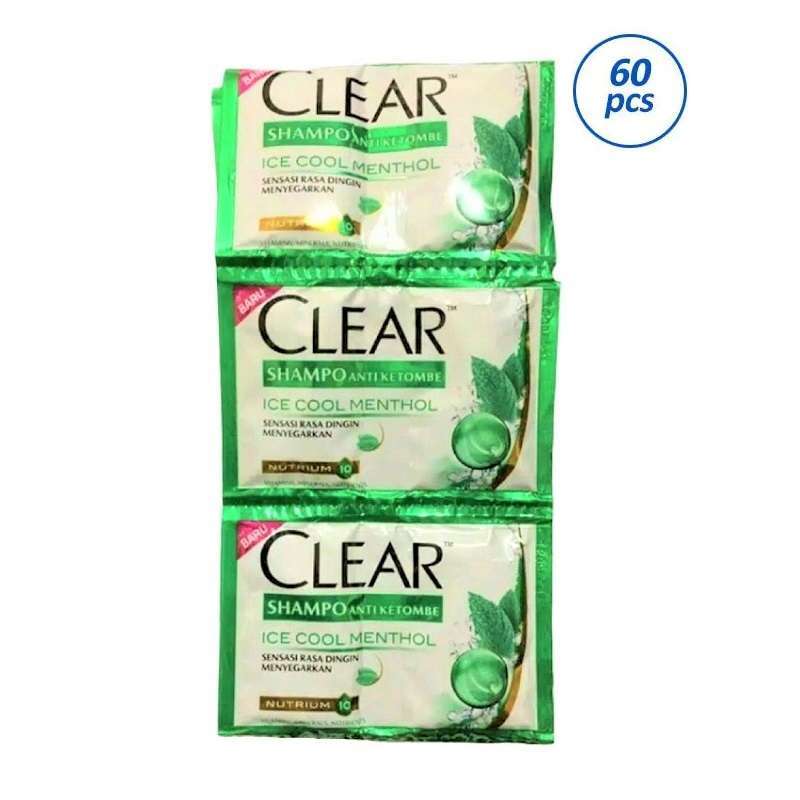Promo Clear Shampoo Ice Cool Menthol [9 Ml/ 5 Renceng/ 60 Sachet ...
