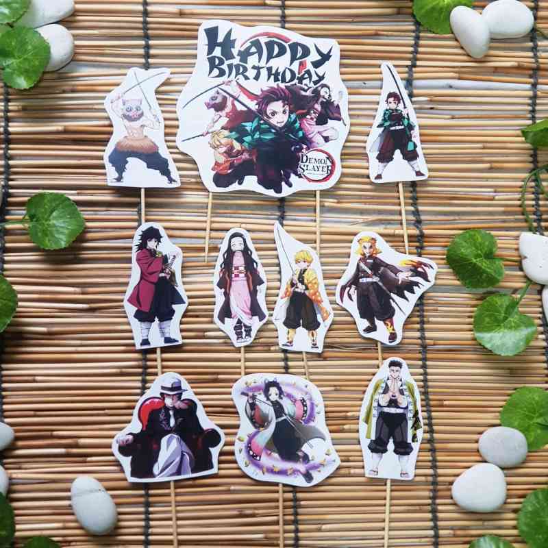 Jual Demon Slayer Kimetsu no Yaiba Anime Birthday Cake Topper 1 set di ...