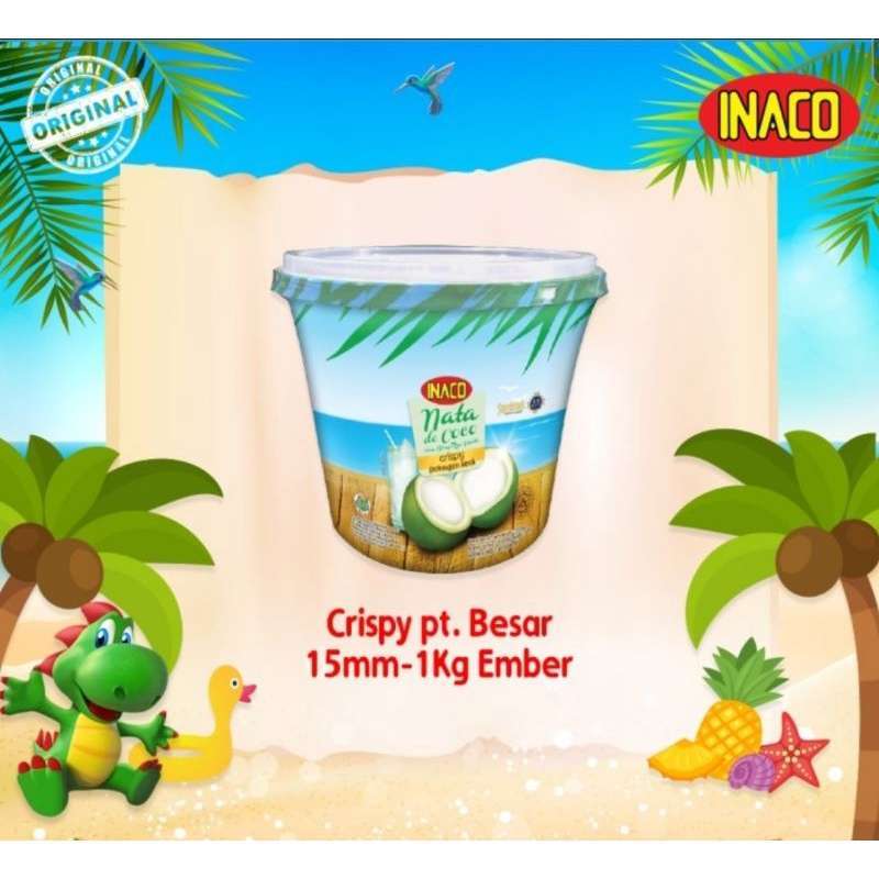 Jual Inaco Nata de Coco Crispy Potongan Besar 1kg 15mm Toples Jar Ember ...