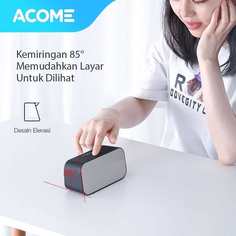 Promo Acome Speaker Bluetooth 5.0 Jam Alarm Led Display Ultra Bass ...