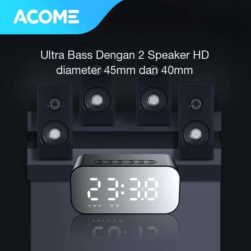 Promo Acome Speaker Bluetooth 5.0 Jam Alarm Led Display Ultra Bass ...
