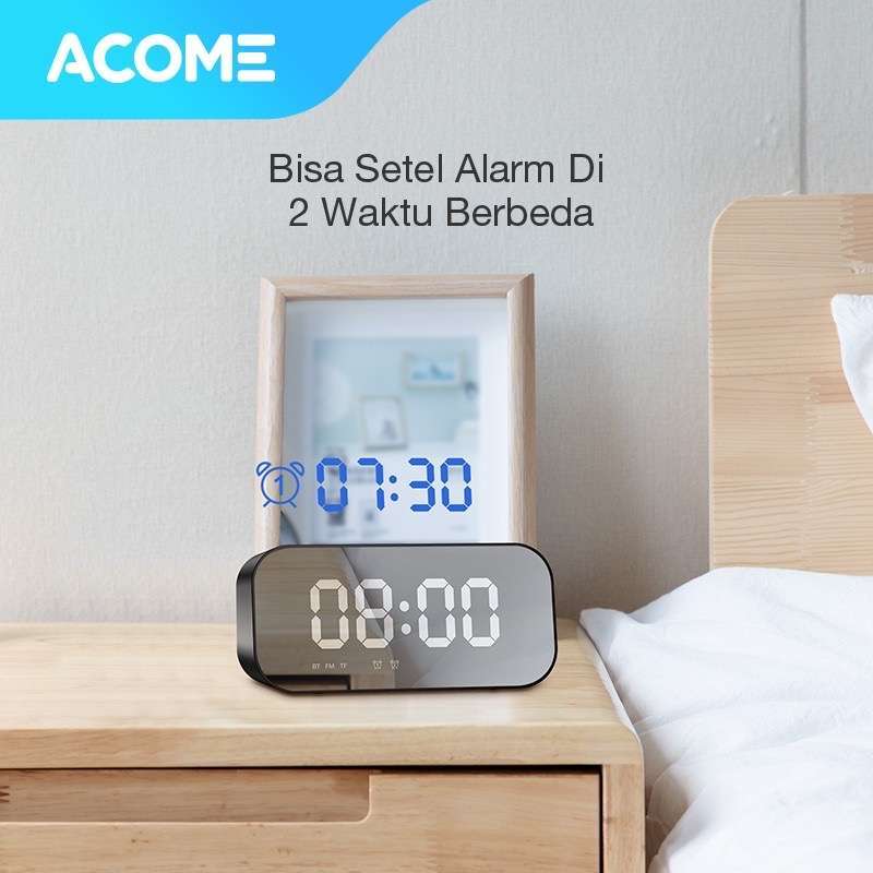 Promo Acome Speaker Bluetooth 5.0 Jam Alarm Led Display Ultra Bass ...