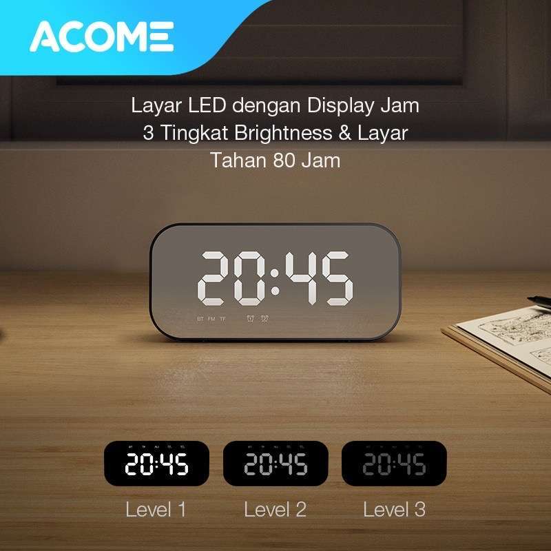 Promo Acome Speaker Bluetooth 5.0 Jam Alarm Led Display Ultra Bass ...