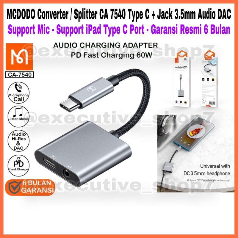 Jual MCDODO Converter/Splitter CA 7540 Type C + Jack 3.5mm Audio DAC ...