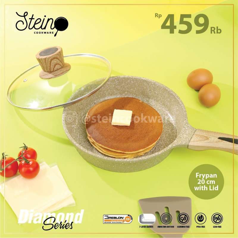 Jual Stein Steincookware Frypan 20cm Diamond Dengan Tutup Kaca Fry Pan ...