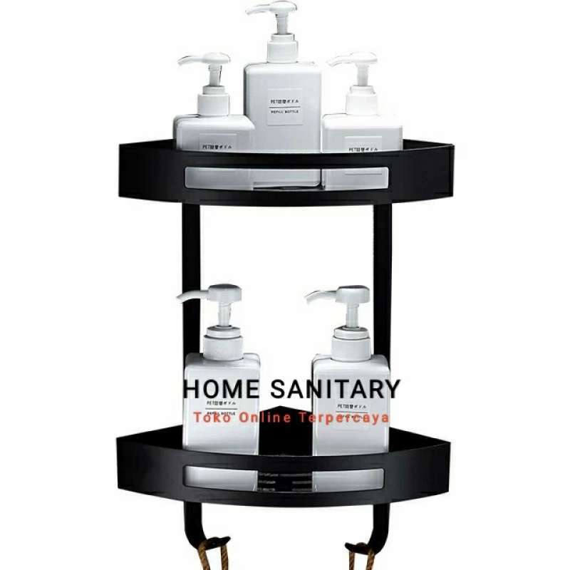 Promo RAK SABUN SUDUT 2 SUSUN STAINLESS BLACK TEMPAT SABUN SUSUN HITAM ...