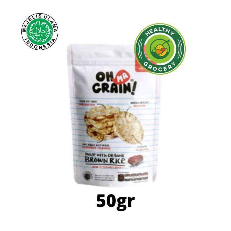 Jual Oh Ma Grain Popped Rice Crackers Roast Beef 50gr/ Krekers Beras ...