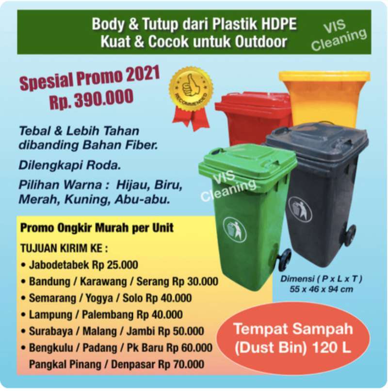 Jual Tempat Sampah Plastik KLEEN 120 L ( Plastic Dust Bin ) - Hijau di Seller VIS Cleaning - VIS ...