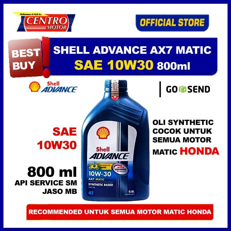 Jual SHELL ADVANCE AX7 MATIC 10W30 800ml.OLI MOTOR MATIC HONDA di ...