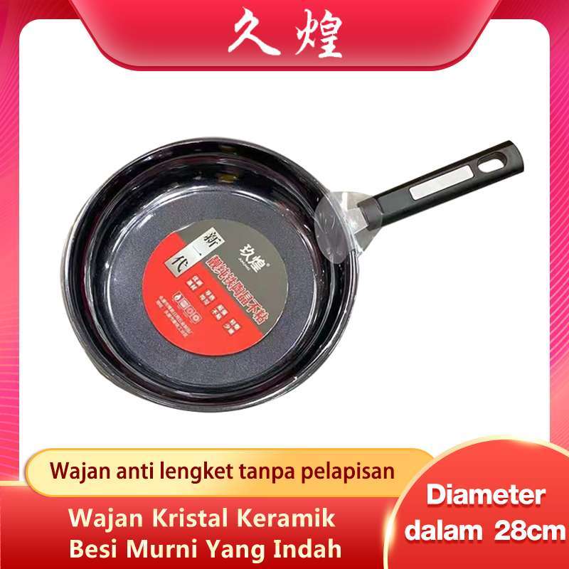 Jual Teflon Wajan Kristal Keramik Besi Murni Wajan Anti Lengket Single ...