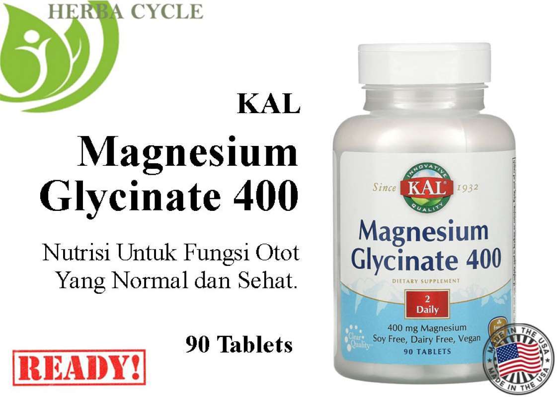Jual KAL Magnesium Glycinate 400 mg 90 Tablets Ori USA Vit Magnesium di ...