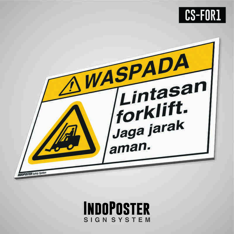 Jual Safety Sign K3 PVC ANSI Waspada Lintasan Forklift Pejalan Kaki ...