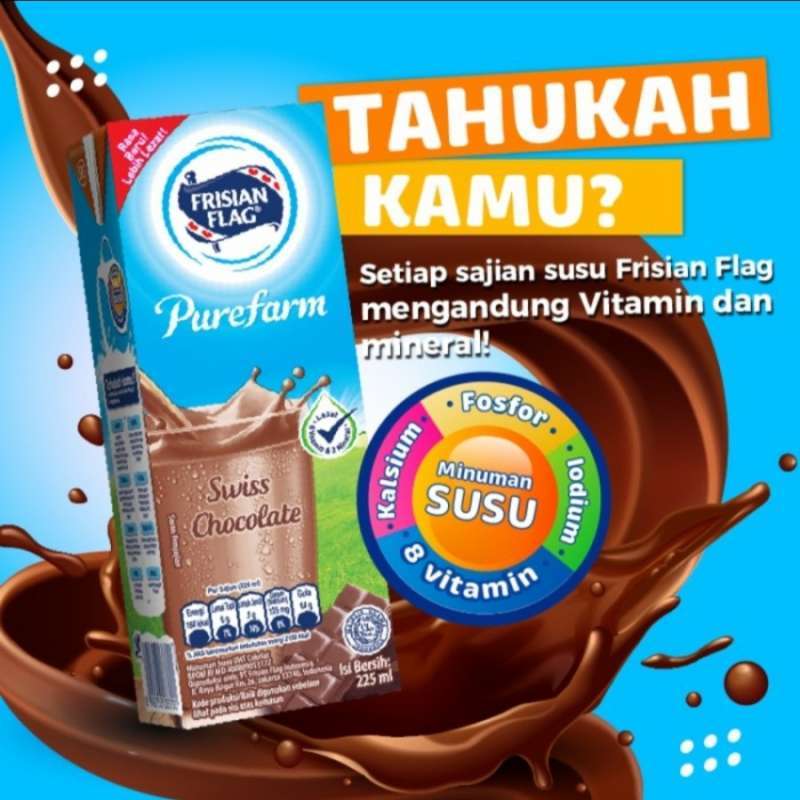 Jual Susu Bendera Frisian Flag Purefarm Swiss Chocolate Uht | Coklat ...