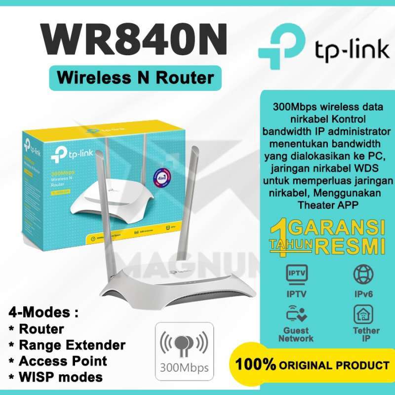 Jual TP-LINK TL-WR840N 300Mbps Ekstender N Router TP Link WR 840 N ...