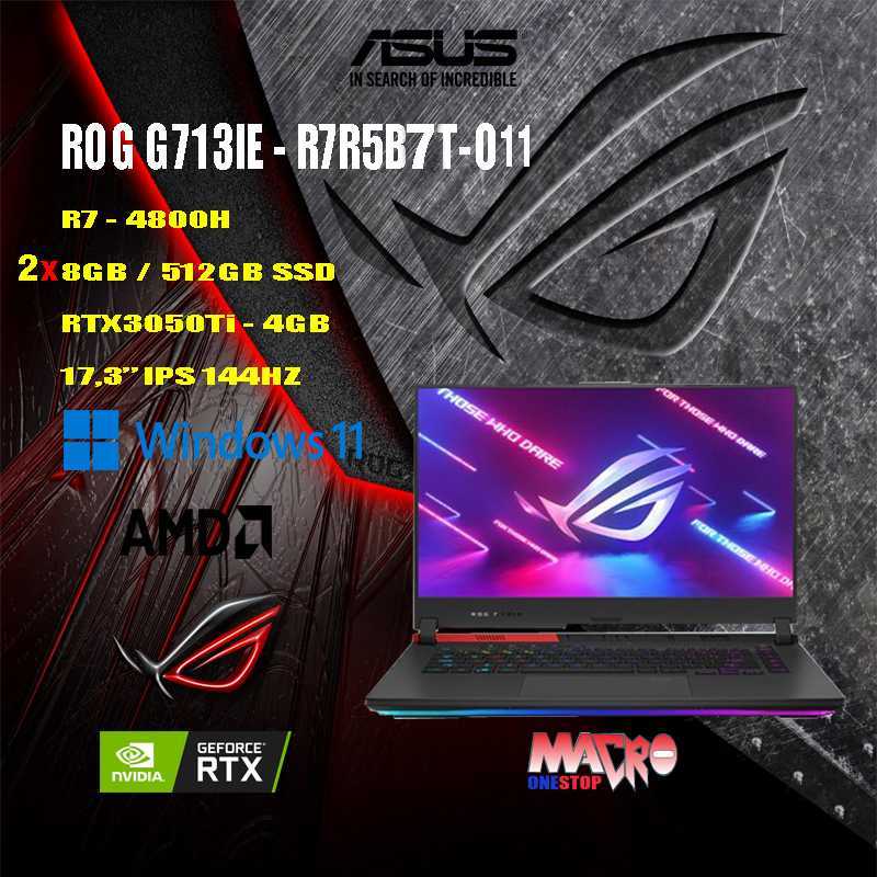 Jual ASUS ROG G713IE-R7R5B7T-O11 ( AMD R7-4800H/8GBx2/512GB SSD ...