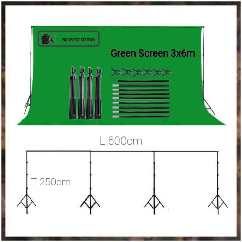 Jual PROMO GREEN SCREEN 3X6 LENGKAP DENGAN STAND TINGGI 2,5M LEBAR 6M ...
