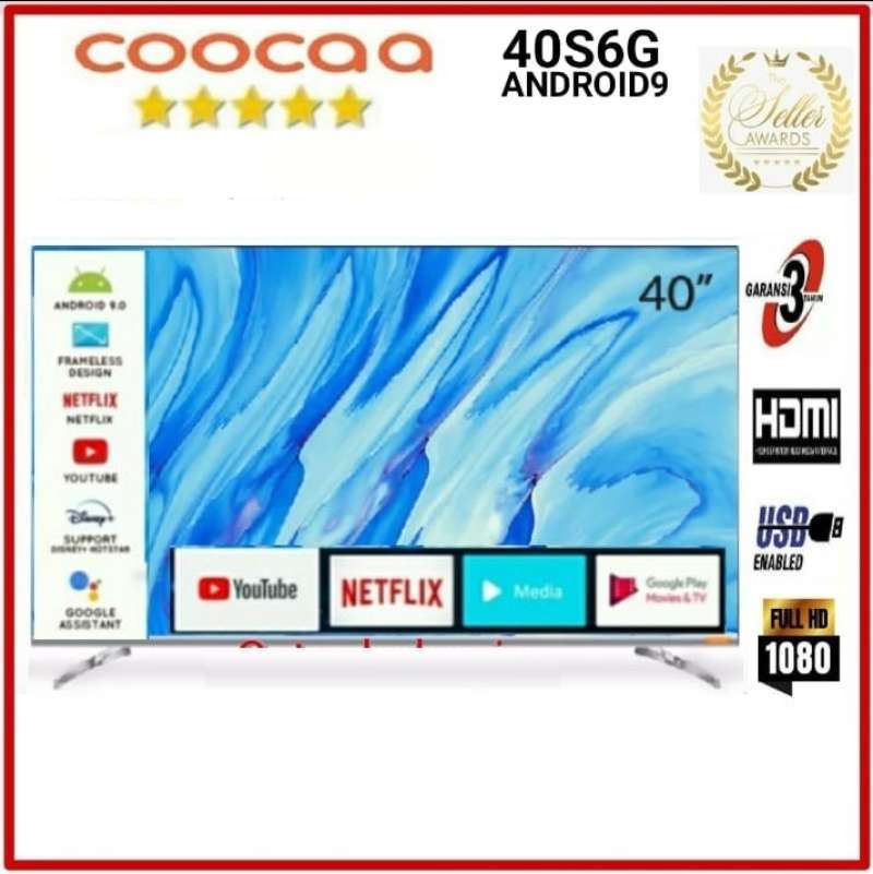 Jual COOCAA LED TV 40 inch 40S6G Smart Android 9 Certifiet NETFLIX ...
