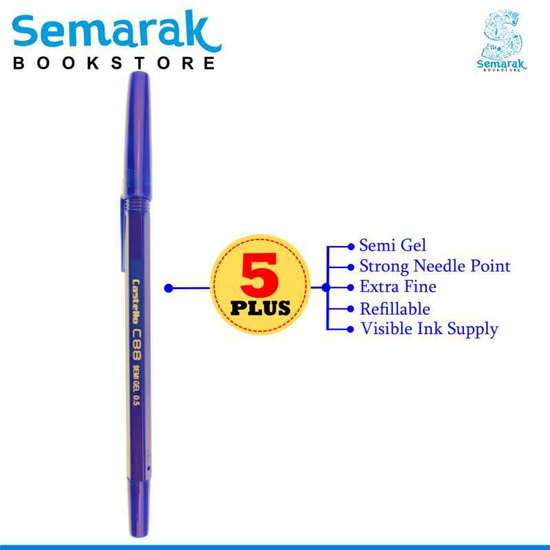 Jual Standard Castello C88 Pulpen Semi Gel 0.5 - Hitam & Biru [1 Pack ...