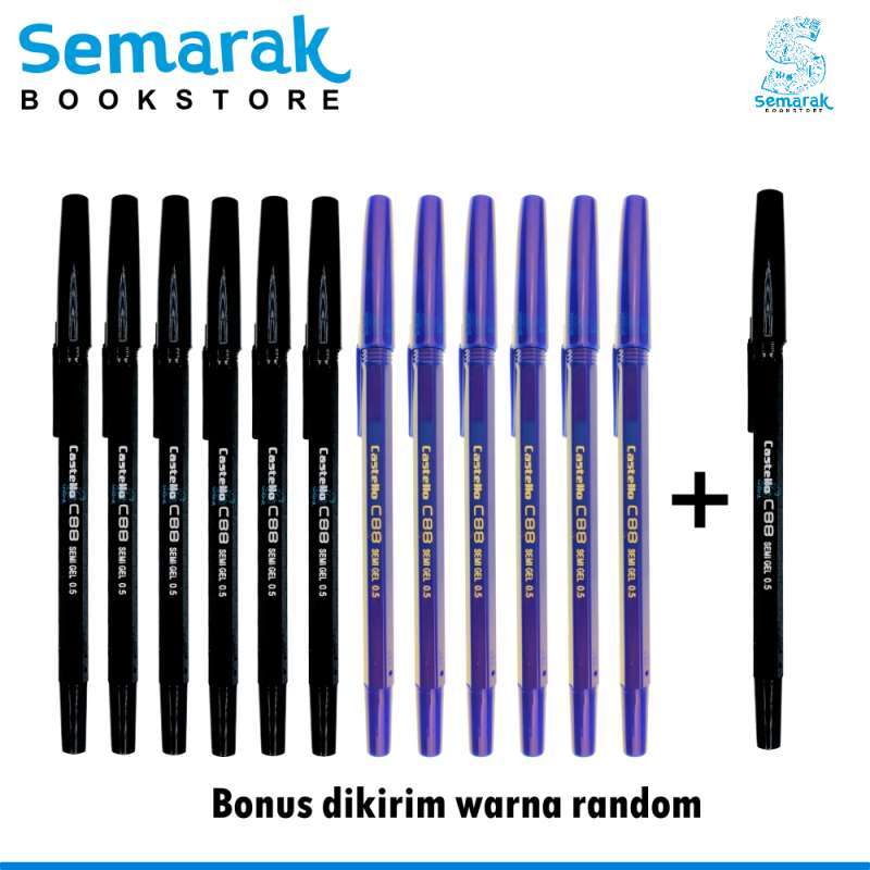 Jual Standard Castello C88 Pulpen Semi Gel 0.5 - Hitam & Biru [1 Pack ...