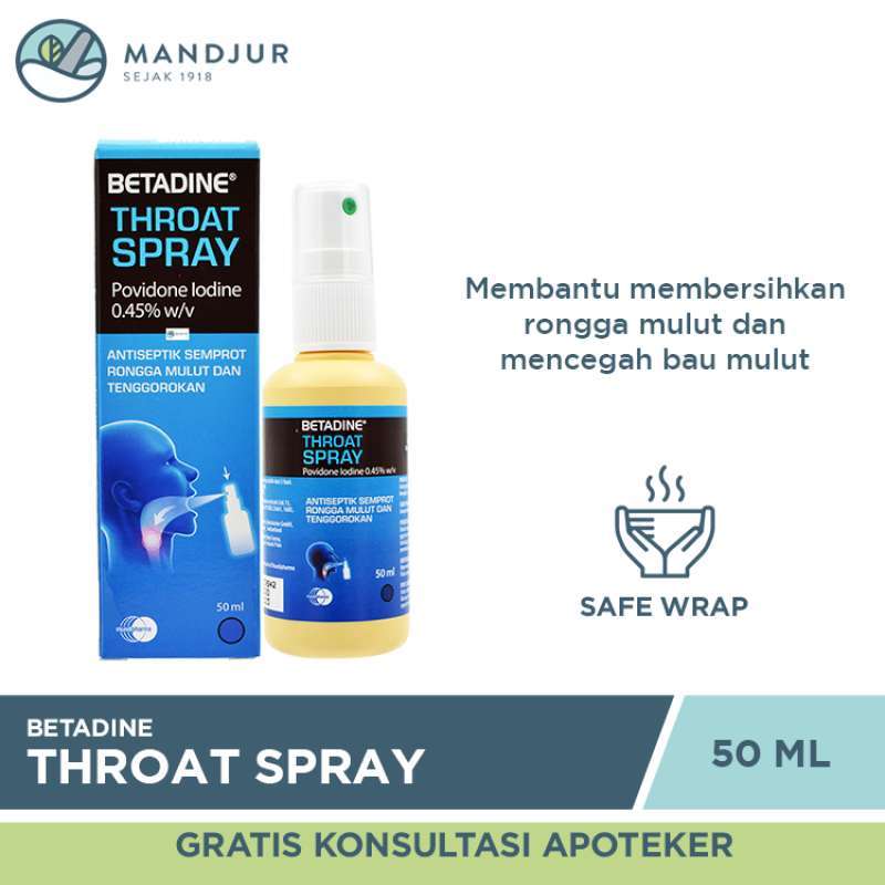 Jual Betadine Throat Spray 50 mL - Spray Antiseptik Mulut dan ...