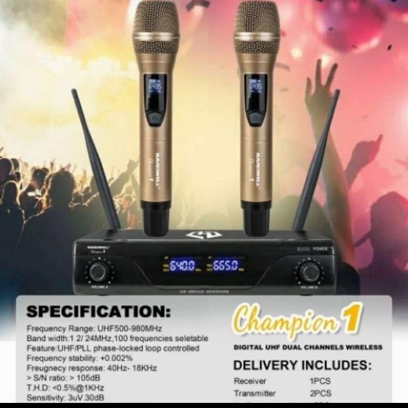 Jual Mic Wireless Hardwell Champion 1 Handle Original - Gold Di Seller ...
