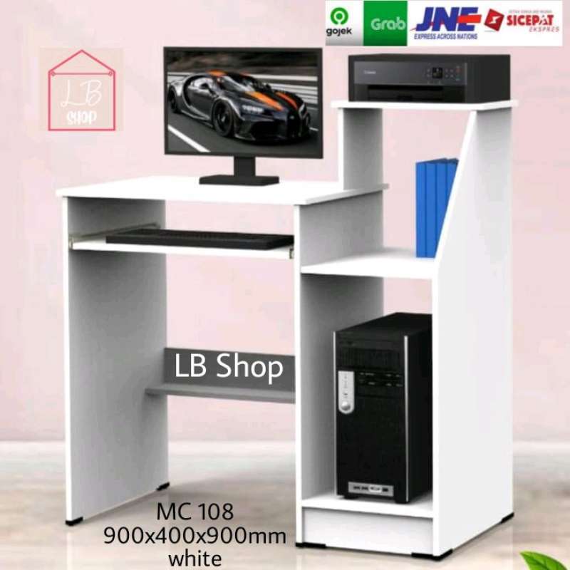 Promo Meja komputer dengan rak MC108 meja belajar meja kerja - Putih ...
