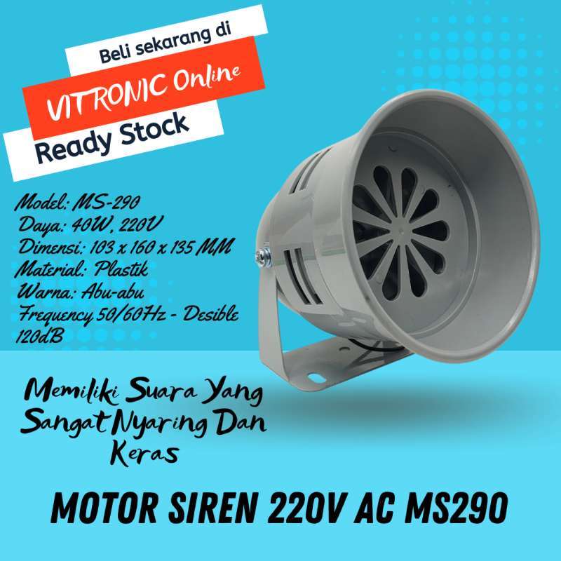 Jual Motor Siren 220V AC MS290 Sirine Alarm Listrik Body Plastik MS-290 ...
